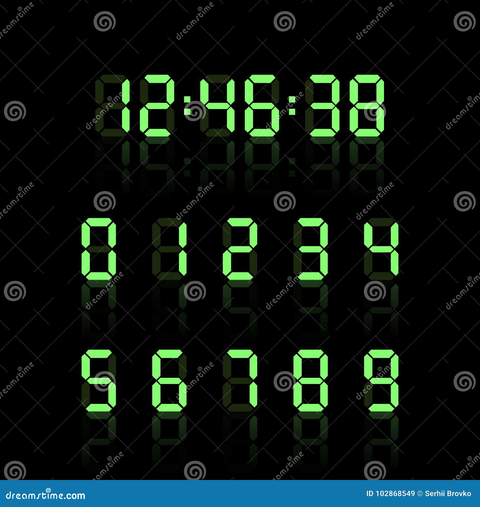 Digital Clock Number Set. Electronic Figures. Vector Illustration Stock ...