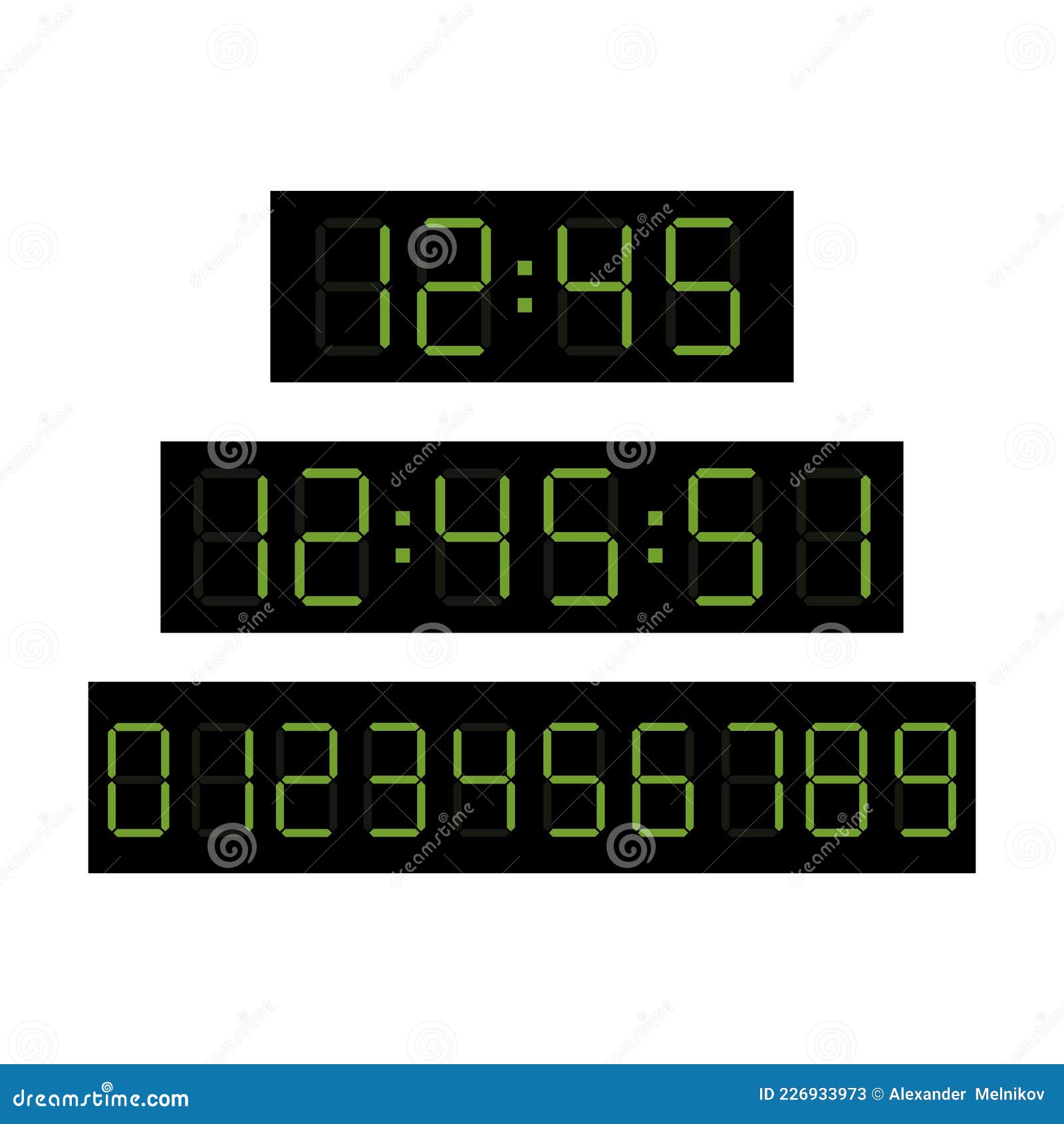 Digital Clock Number Set. Electronic Figures Stock Vector ...