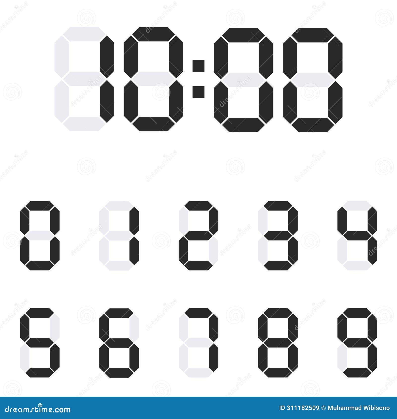 Digital clock number set stock vector. Illustration of business - 311182509