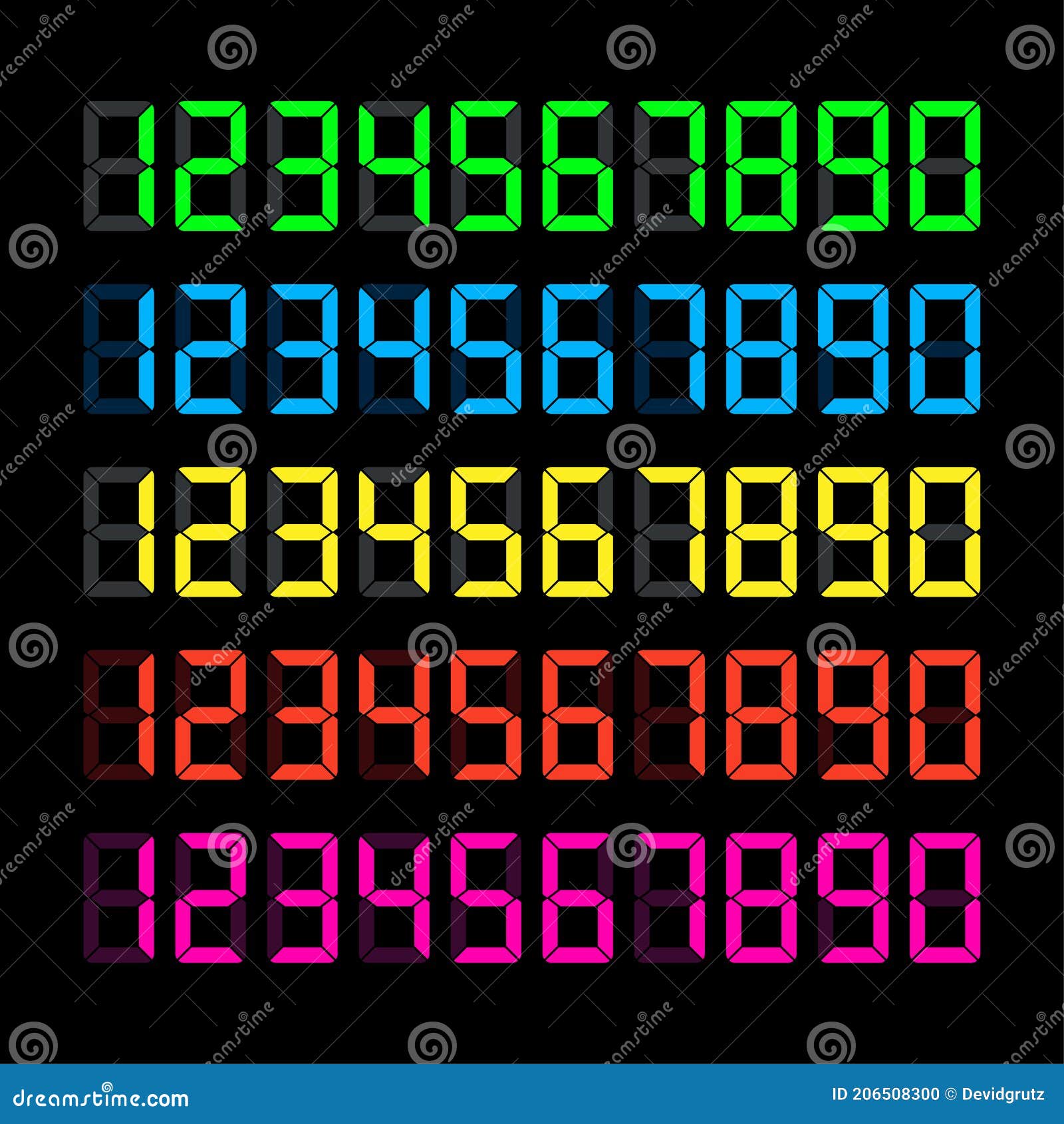 Digital Clock Number Set. Time Icon. Design Element. Vector Stock ...