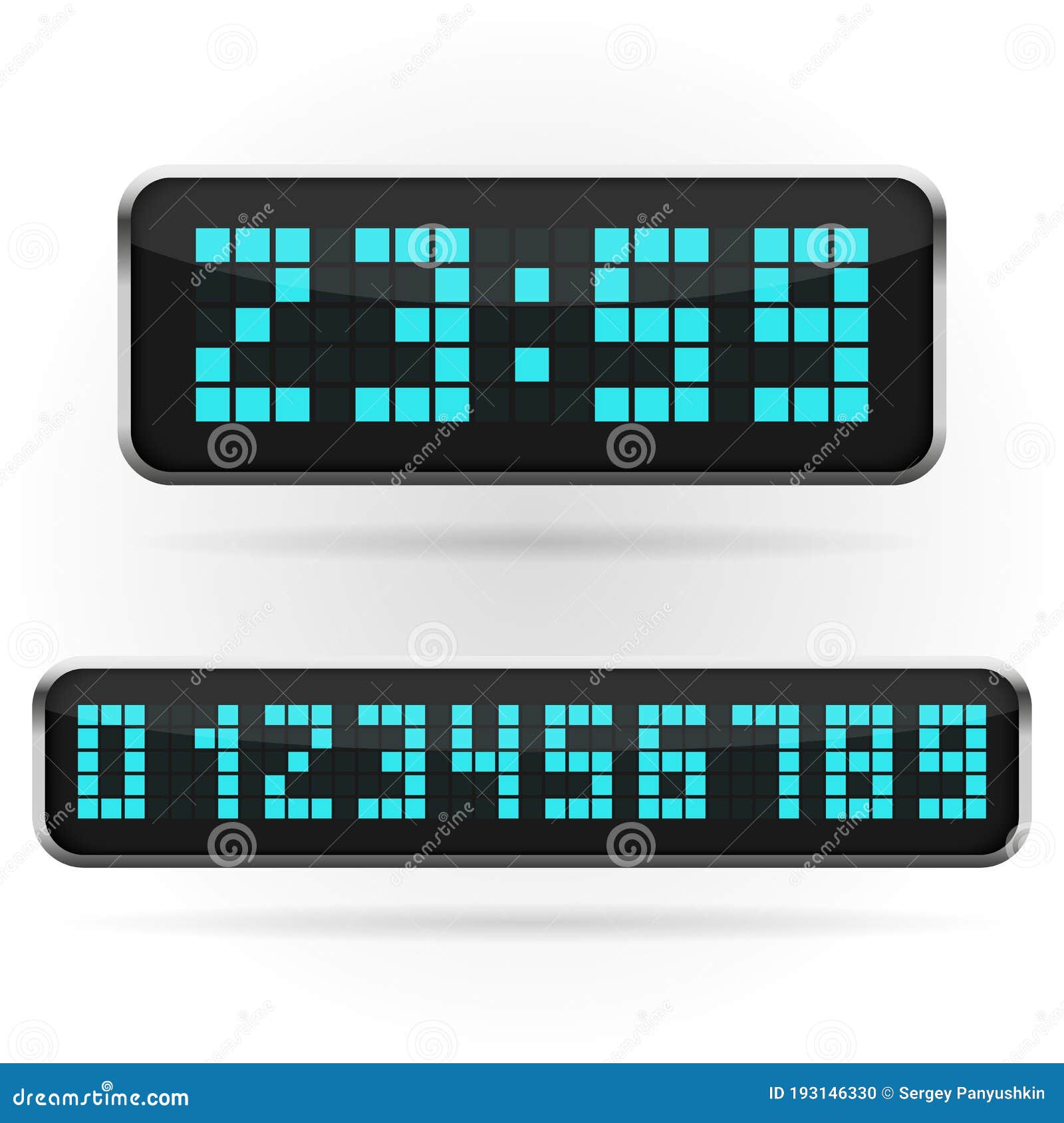 Digital Clock and Numbers Set. Electronic Alarm Icon. Letters and ...