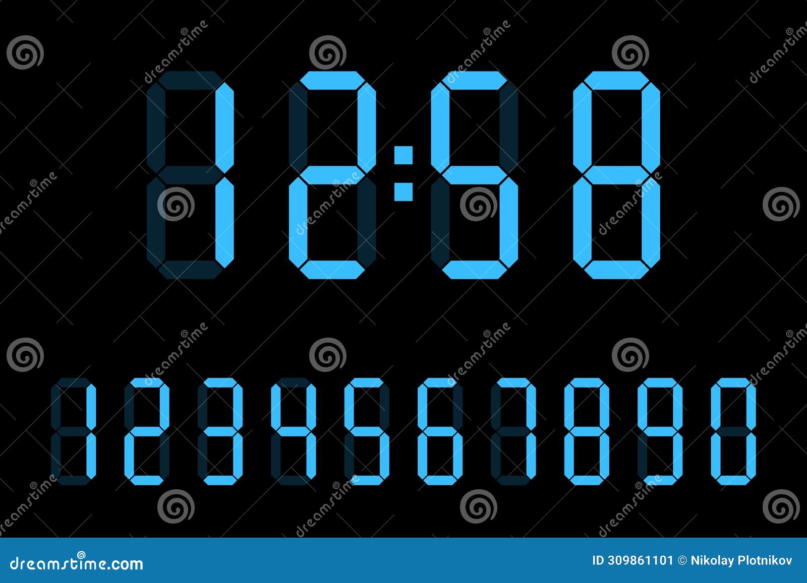 Digital Clock Numbers Set. Electronic Figures. Digital Calculator ...