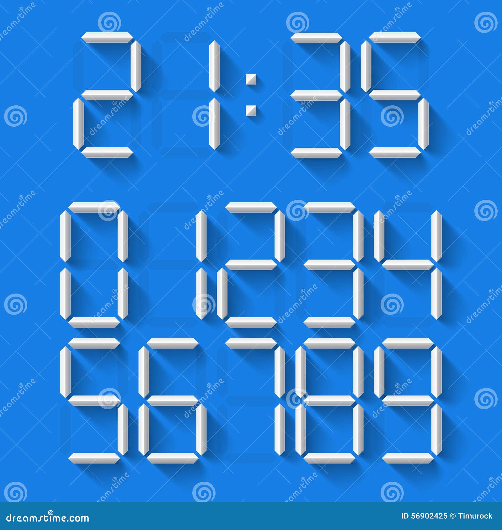 Digital Clock Numbers stock vector. Illustration of shadow - 56902425