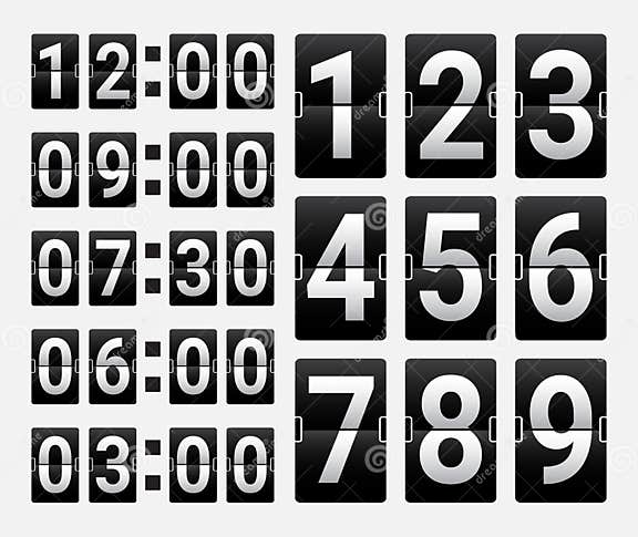 Digital Clock Numbers. Vector Isolated Elements. Coundown Digital ...