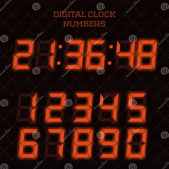 Vector Red Digital Clock Numbers. - Illustration Stock Vector ...