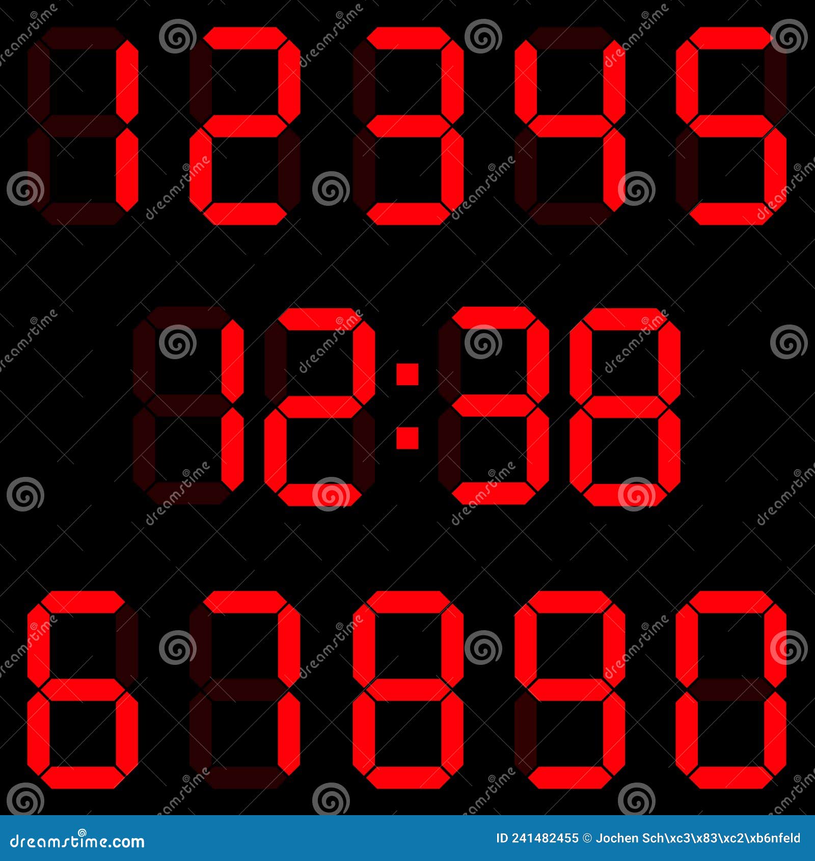 Digital Clock with Red Digits, Symbol for Time or Date Stock ...