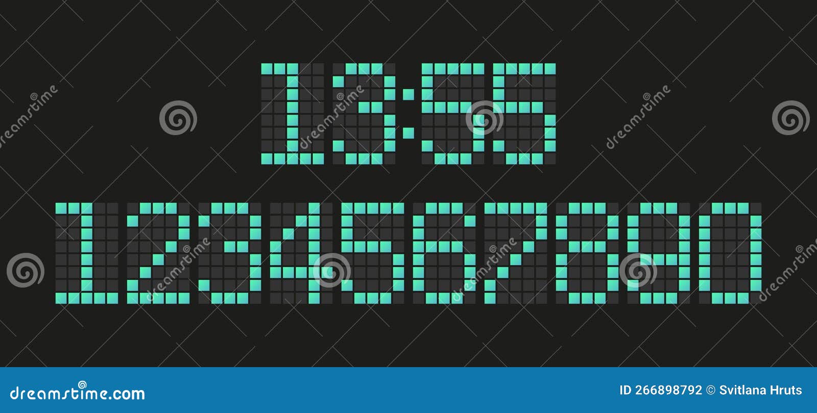 Digital Clock Set in Pixel Style. Electronic Numbers Collection. Vector ...