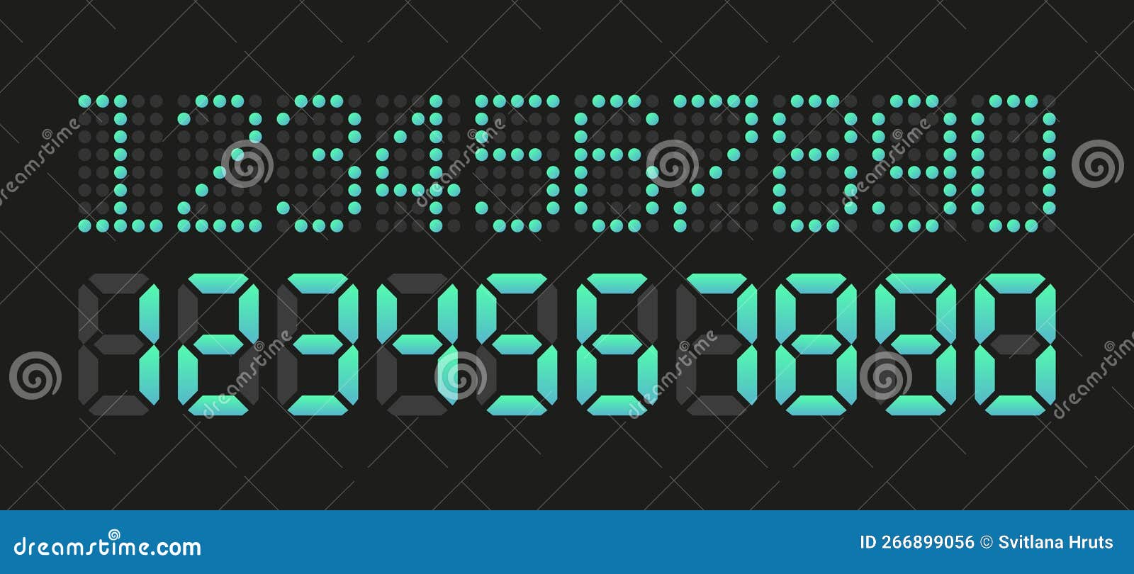 Digital Clock Set in Pixel Style. Electronic Numbers Collection. Vector ...
