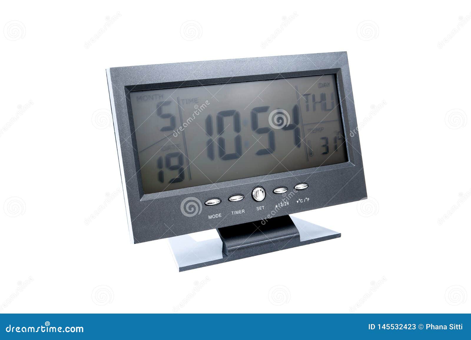 Digital Clock in Television Style Isolated on White Background Stock ...
