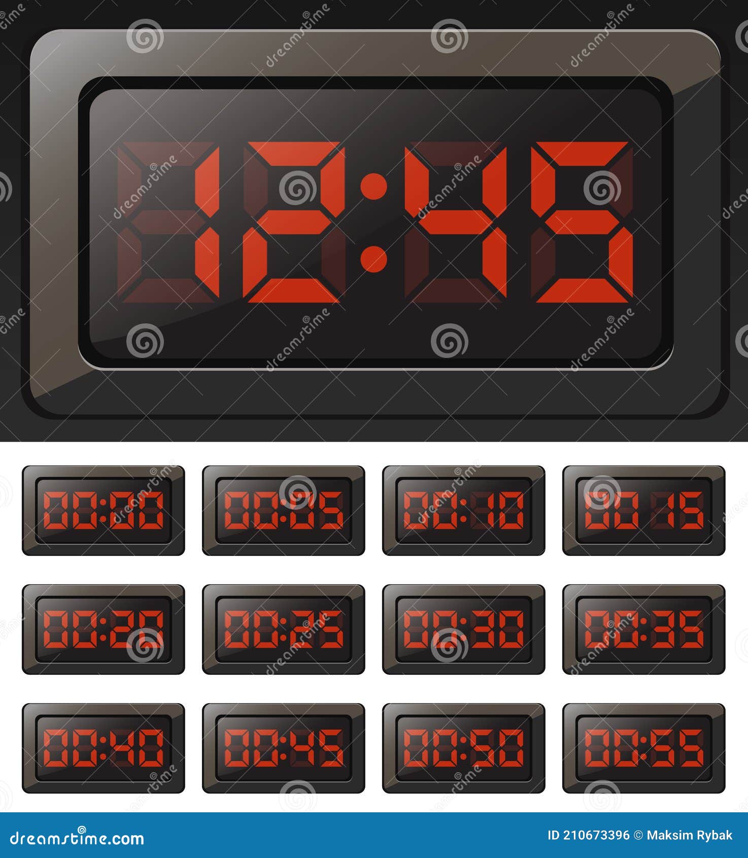 Digital clock and timers stock vector. Illustration of diode - 210673396