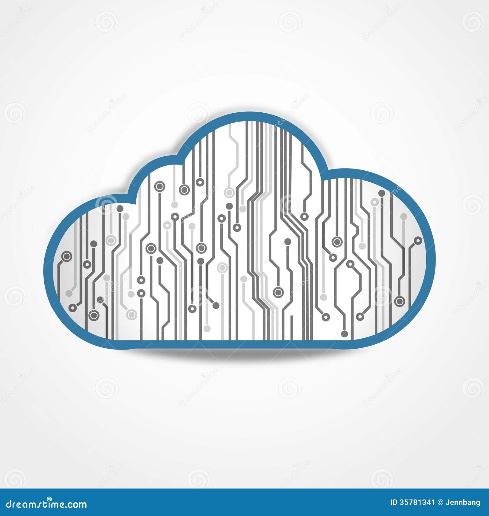Digital Cloud Circuit Board Stock Illustration - Illustration of ...