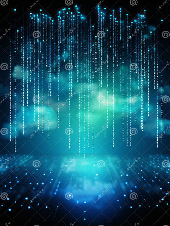 Digital Cloud Composed of Glowing Blue Binary Code, Symbolizing Data ...