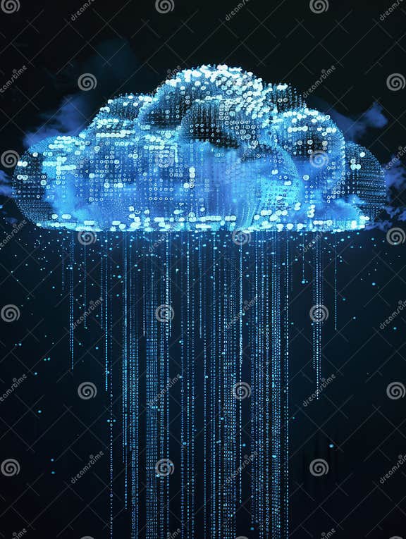 Digital Cloud Composed of Glowing Blue Binary Code, Symbolizing Data Streaming Stock ...