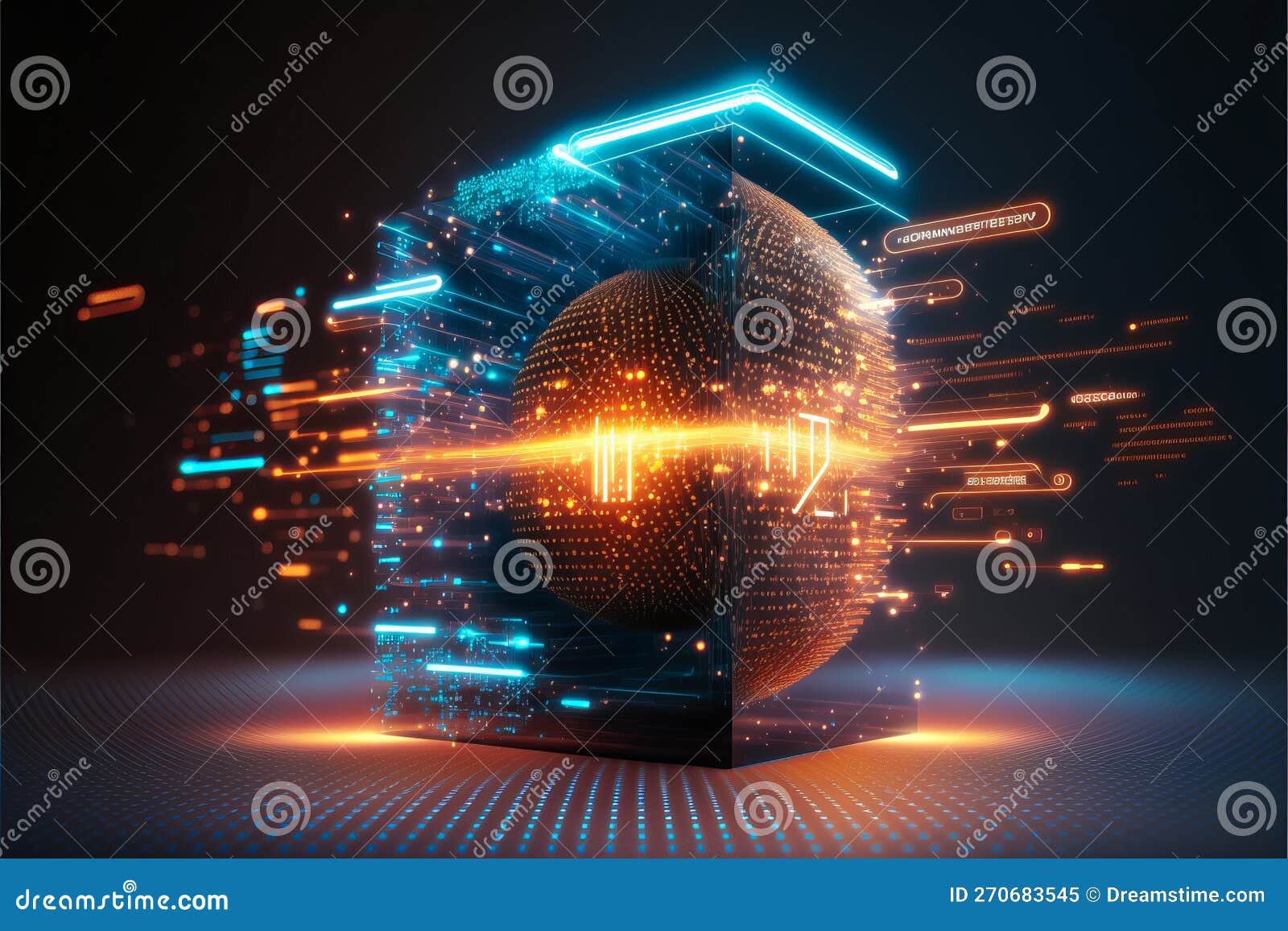 Digital Cloud Computing Technology Concept. Generative Ai Stock ...