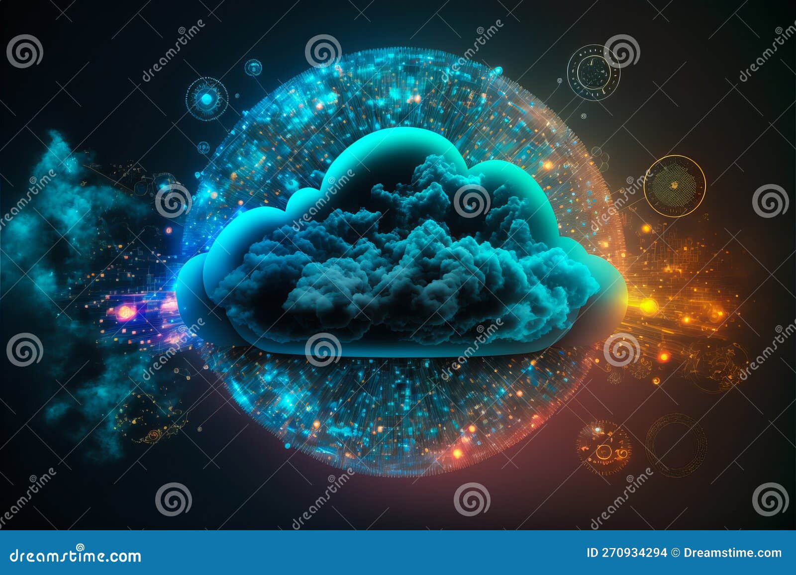 Digital Cloud Computing Technology Concept. Generative Ai Stock ...