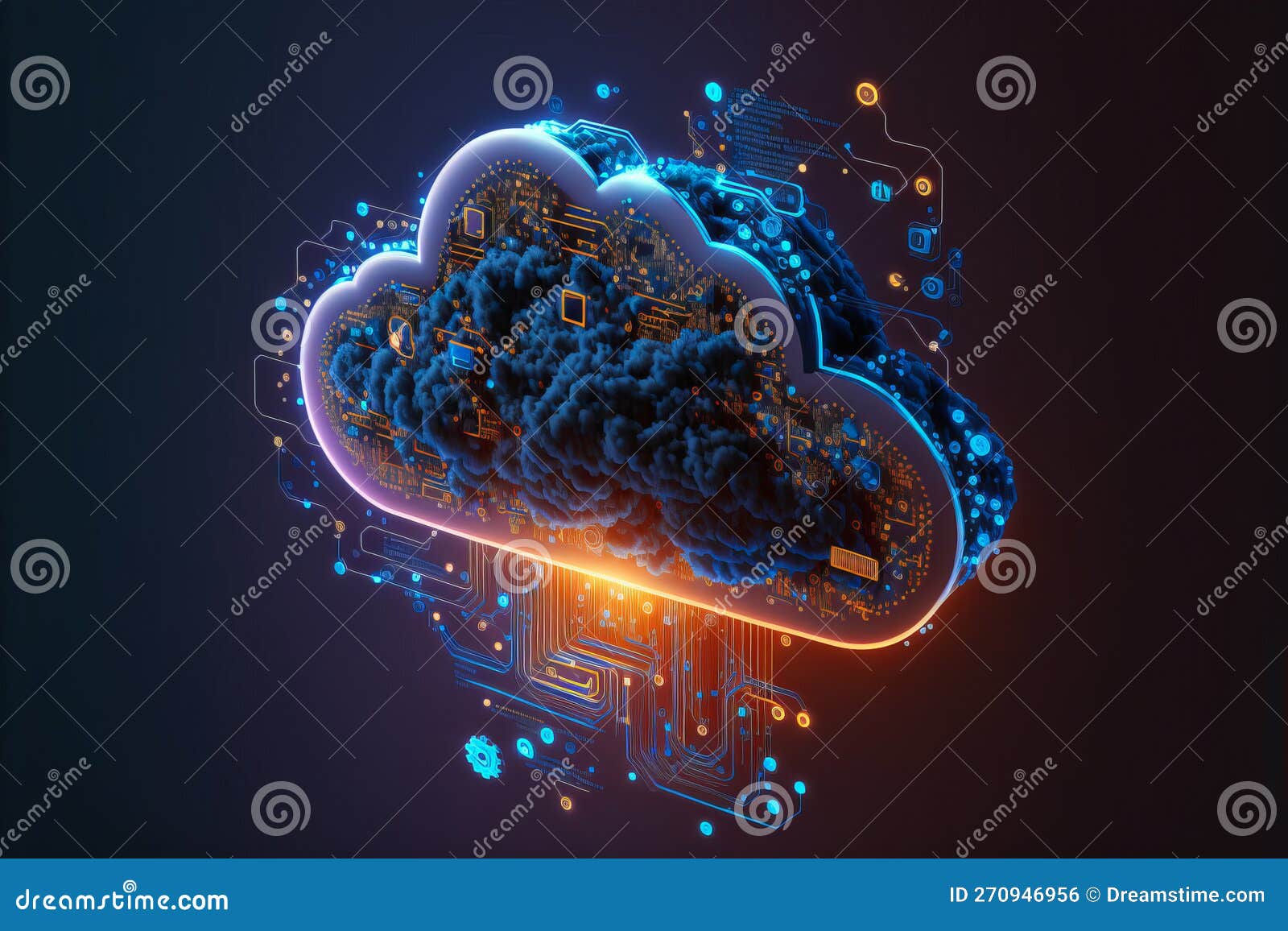 Digital Cloud Computing Technology Concept. Generative Ai Stock ...