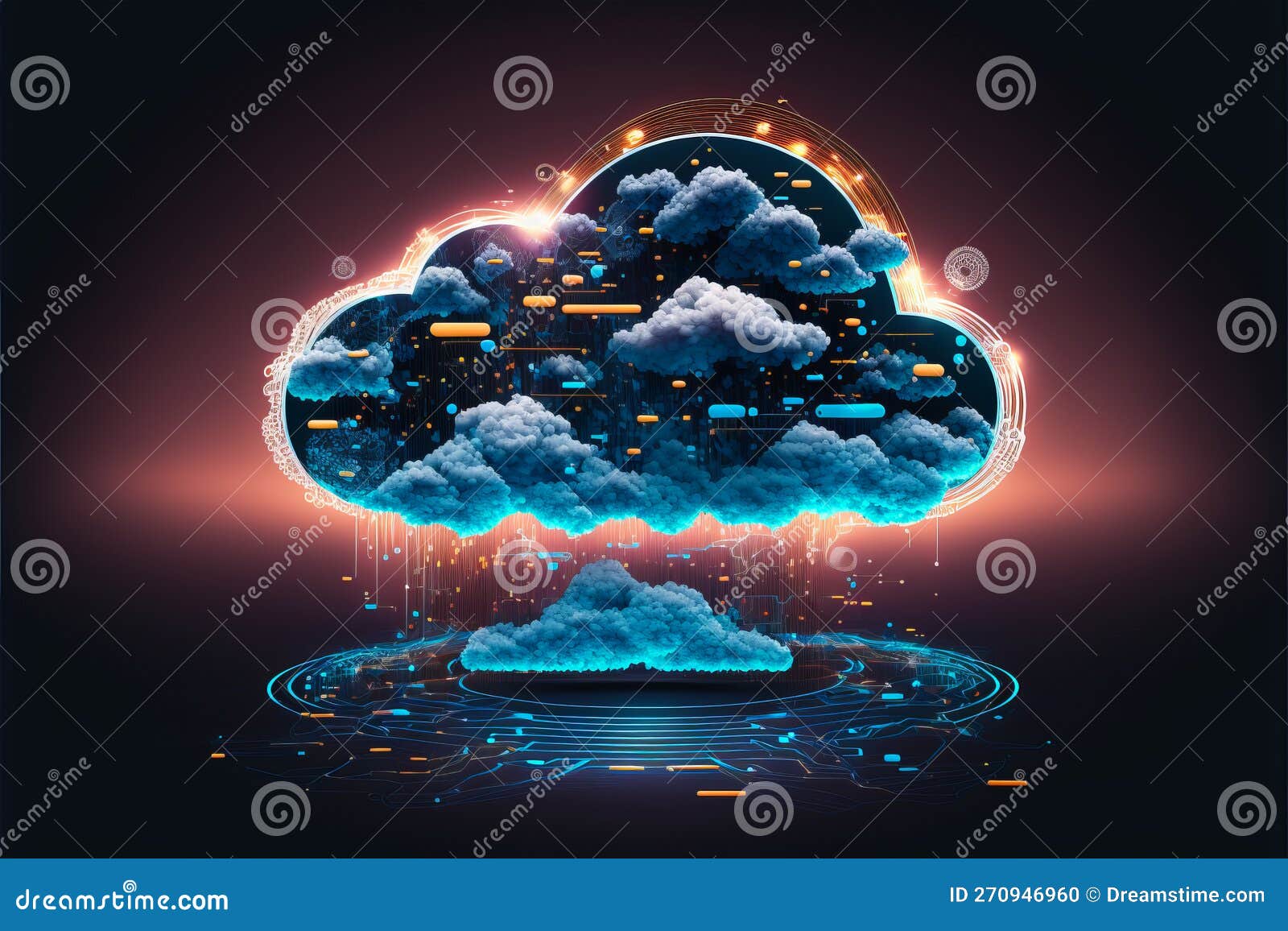 Digital Cloud Computing Technology Concept. Generative Ai Stock ...