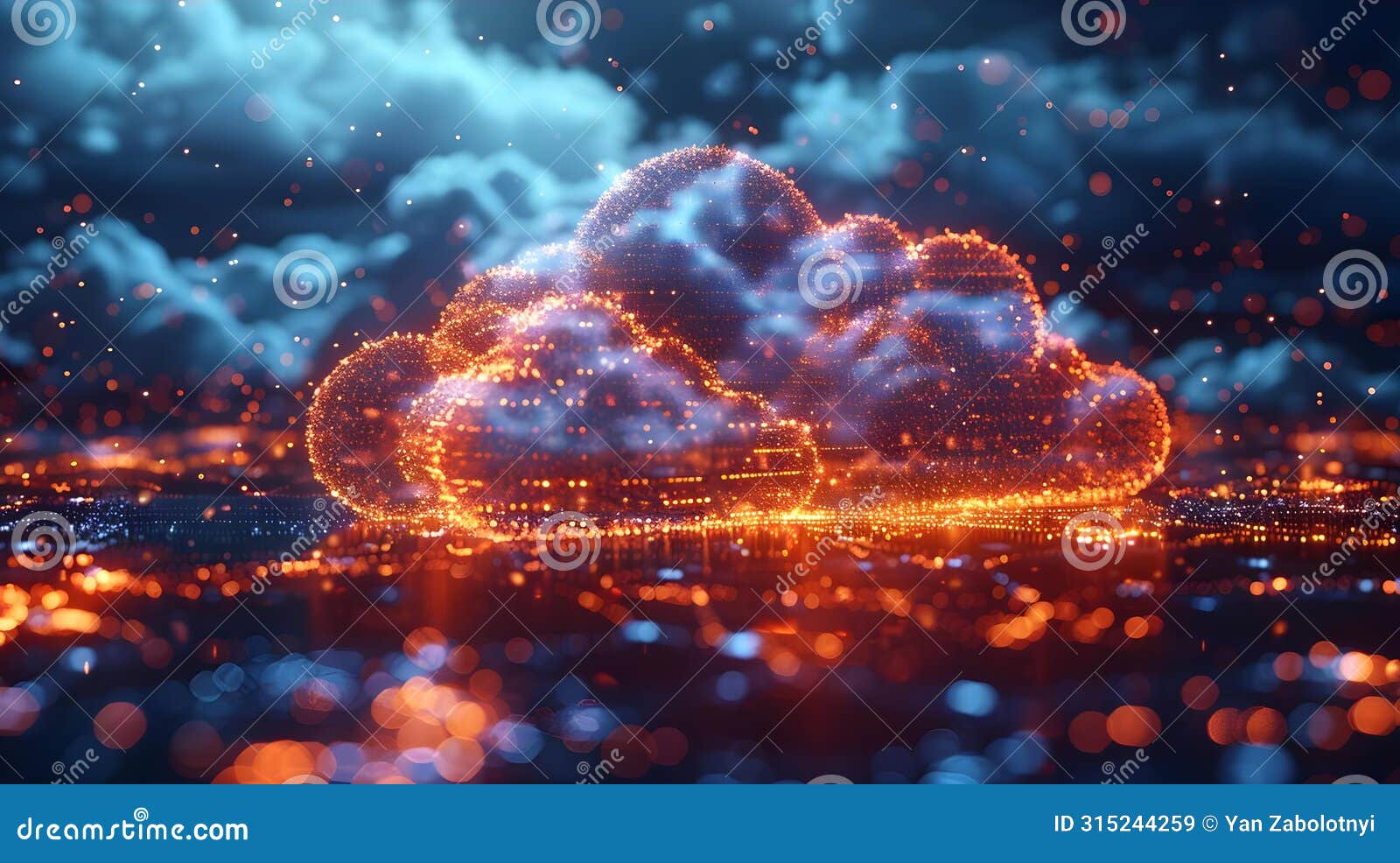 Digital Cloud Data Hub: Minimalist, High-Speed Connectivity. Concept Cloud Computing, Data Stock ...