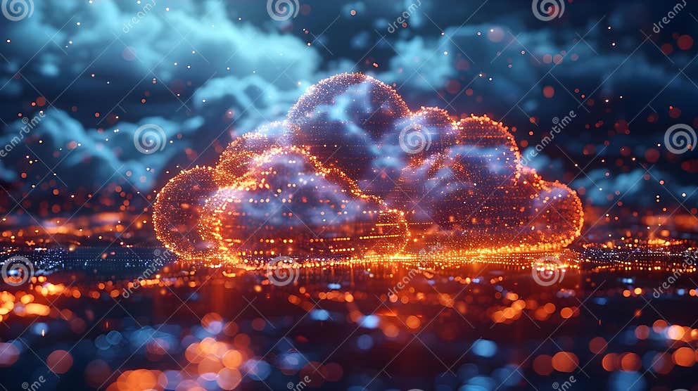 Digital Cloud Data Hub: Minimalist, High-Speed Connectivity. Concept Cloud Computing, Data Stock ...