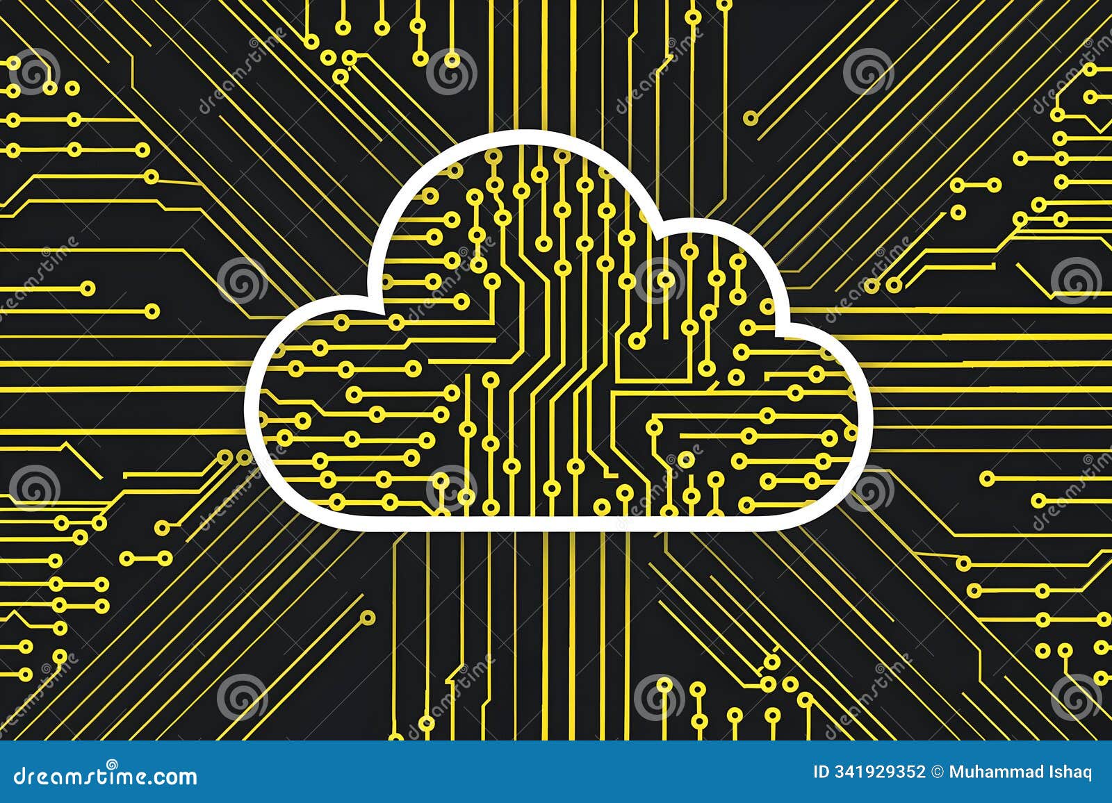 Circuitry Cloud Against Parallel Lines Emphasizes Technological Essence ...