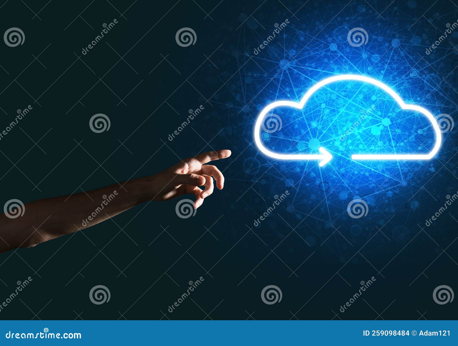 Digital Cloud Icon As Symbol of Wireless Connection on Dark Background Stock Photo - Image of ...