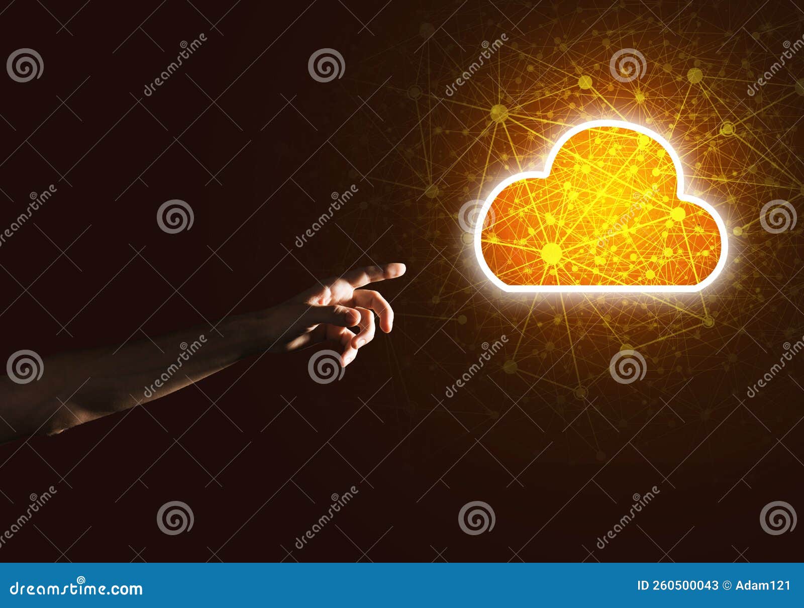 Digital Cloud Icon As Symbol of Wireless Connection on Dark Background ...