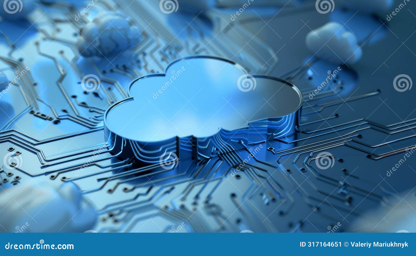 Digital Cloud Infrastructure Represented on High-Tech Circuitry ...
