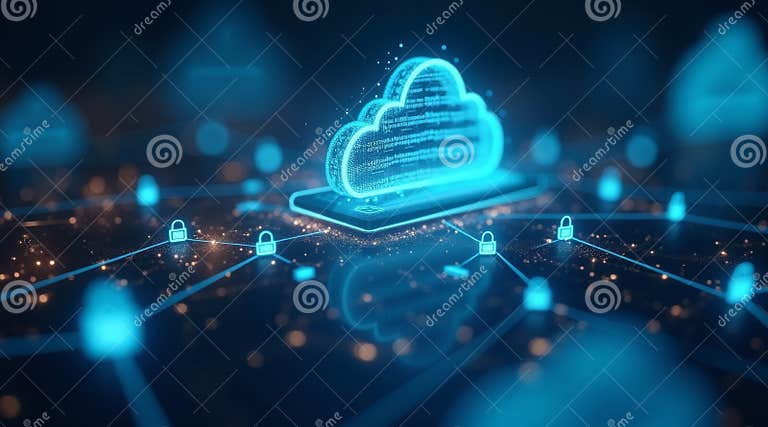 Digital Cloud with Locks and Connections, Representing Cloud Security and Data Protection Stock ...