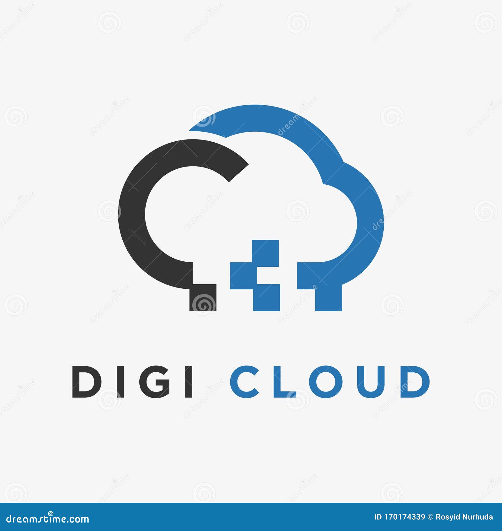 Digital Cloud Logo Vector, with a Simple Modern Style Stock Vector ...