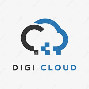Digital Cloud Logo Vector, with a Simple Modern Style Stock Vector ...