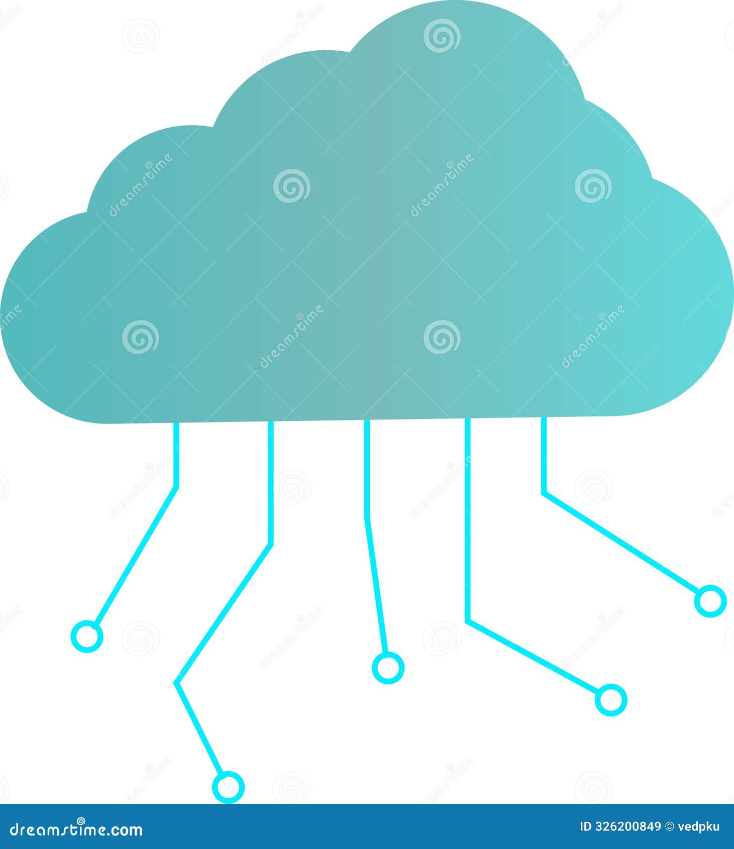 Digital Cloud Management Color, Digital Cloud with Path, Cloud Path ...
