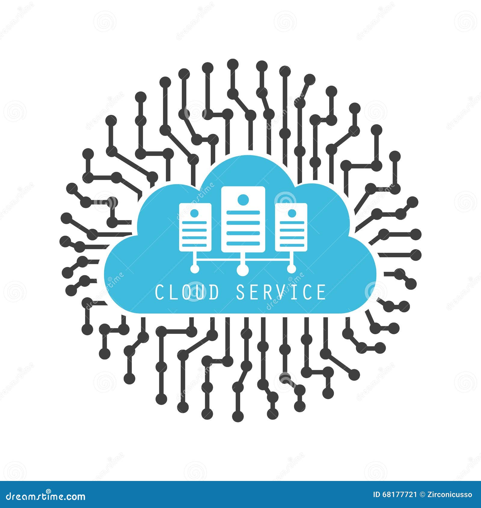 Digital cloud stock vector. Illustration of circuit, database - 68177721