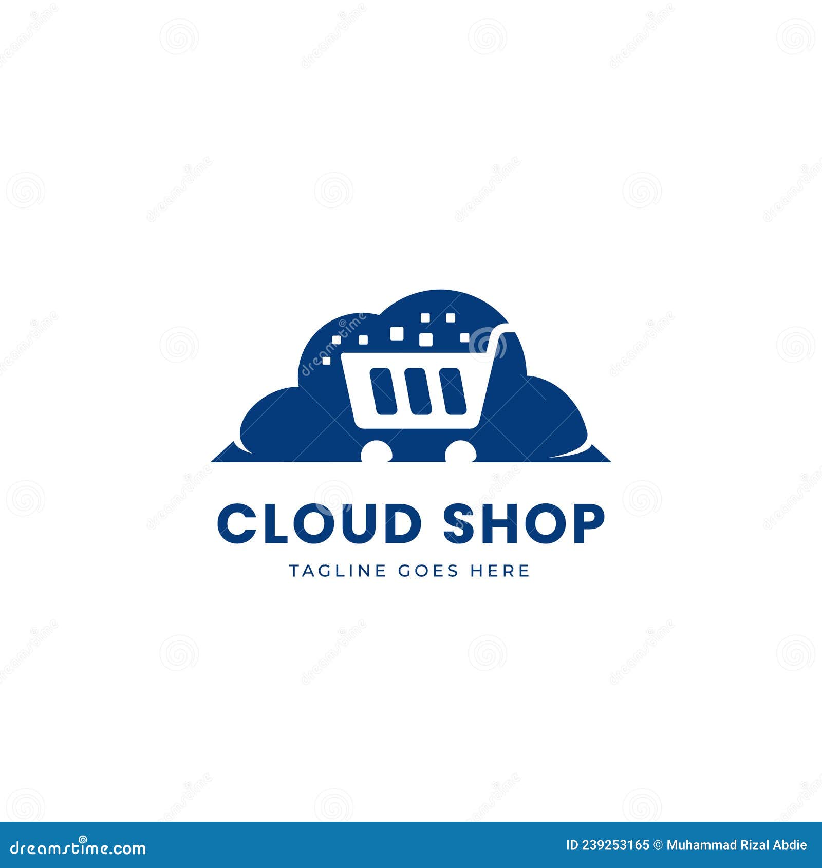 Digital Cloud Shop Logo with Shopping Cart Icon Stock Vector ...