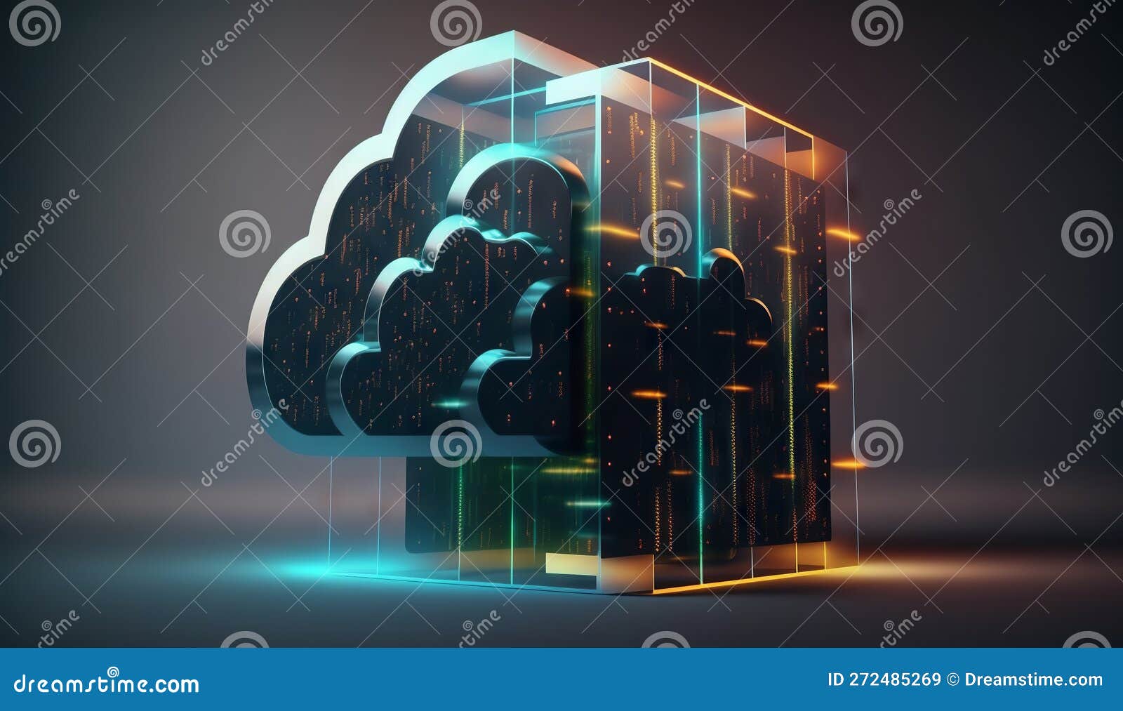 Digital Cloud Storage Icon Server Online Social Network. Generative Ai ...