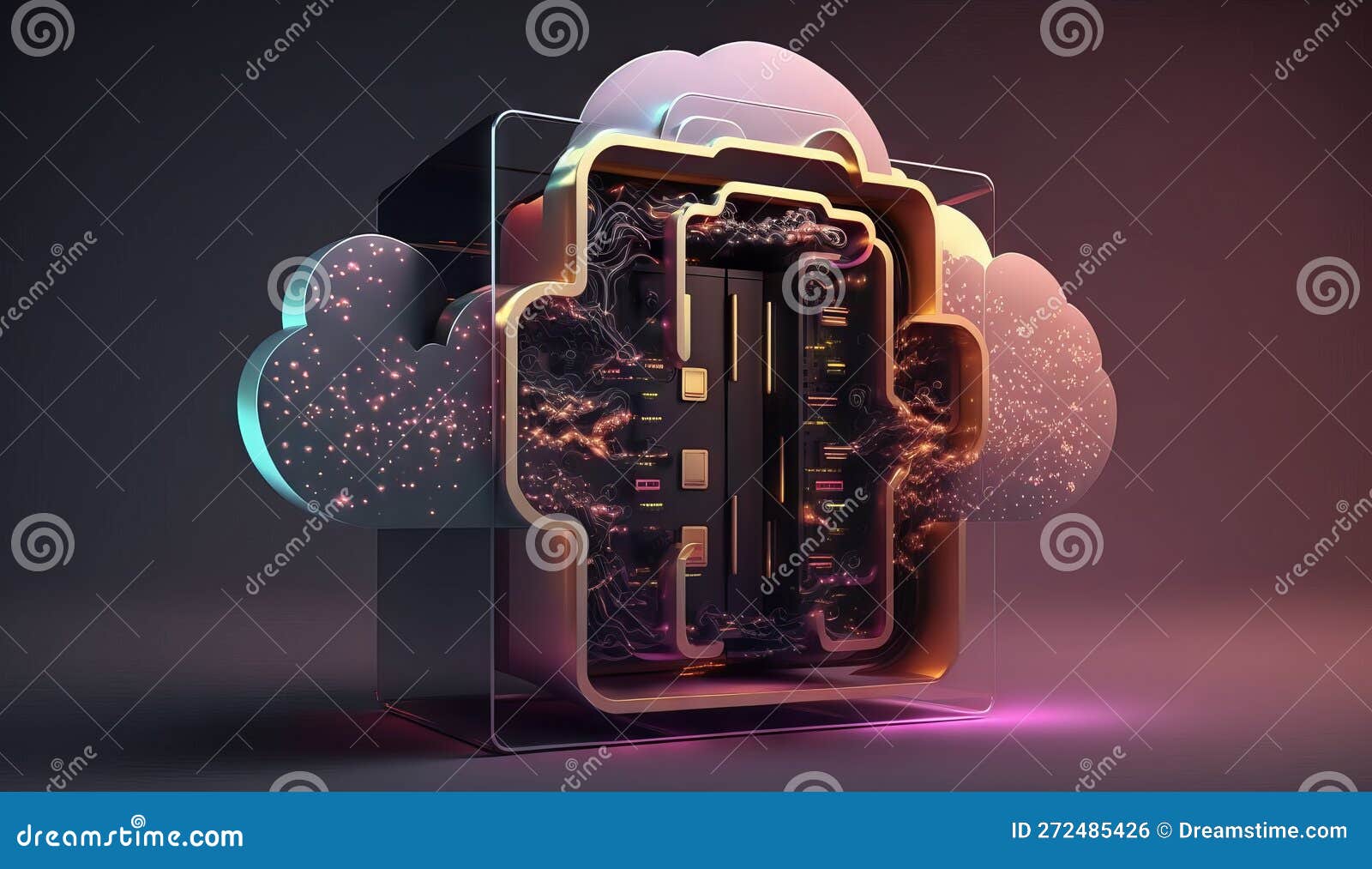 Digital Cloud Storage Icon Server Online Social Network. Generative Ai ...