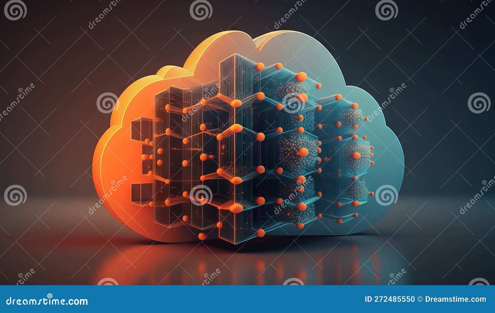 Digital Cloud Storage Icon Server Online Social Network. Generative Ai ...