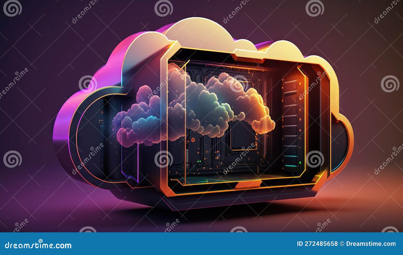 Digital Cloud Storage Icon Server Online Social Network. Generative Ai ...
