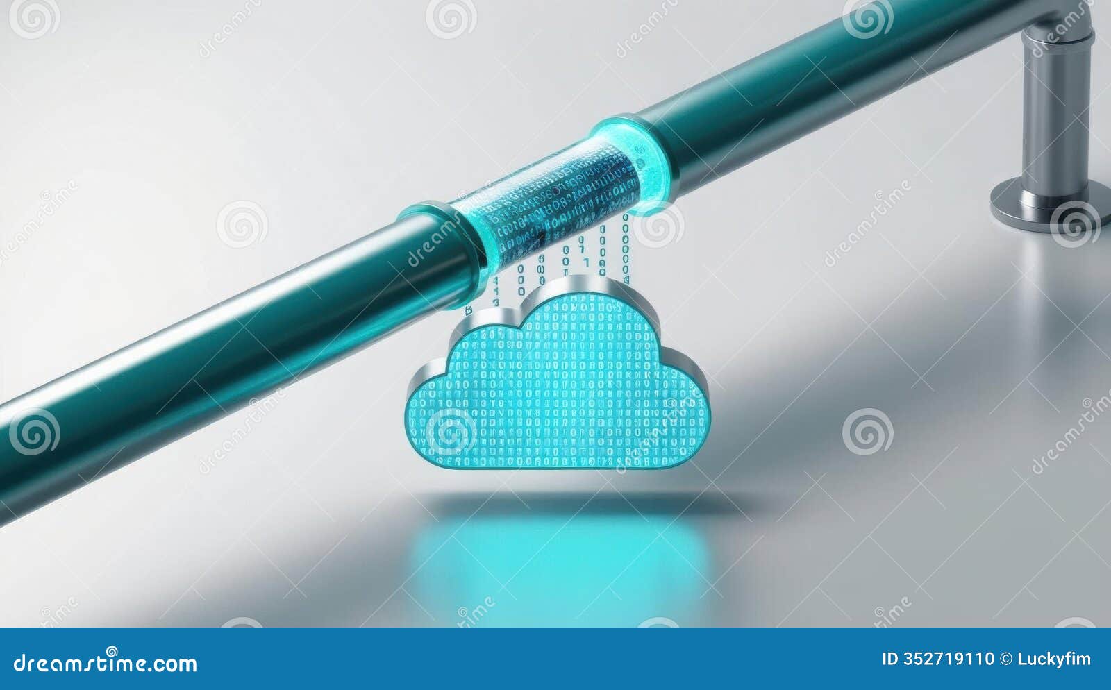 Digital Cloud Symbol Appears Suspended from a Pipe, Representing Cloud ...