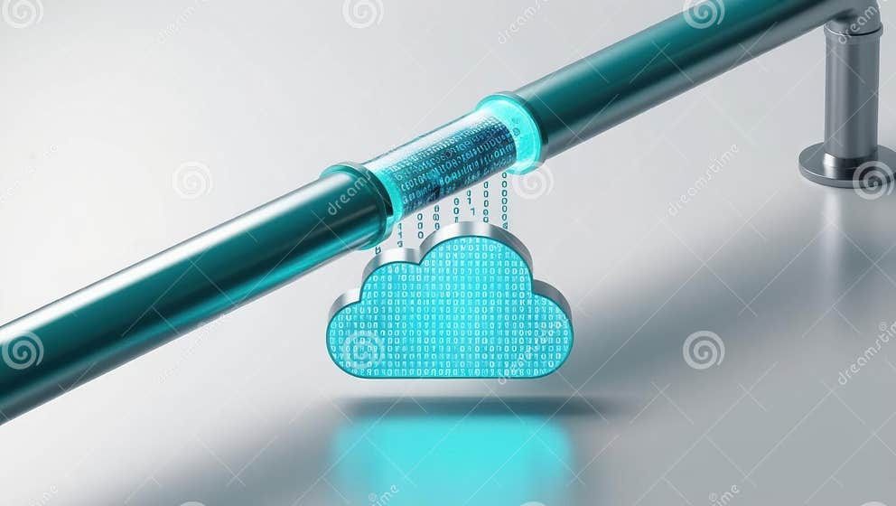 Digital Cloud Symbol Appears Suspended from a Pipe, Representing Cloud ...