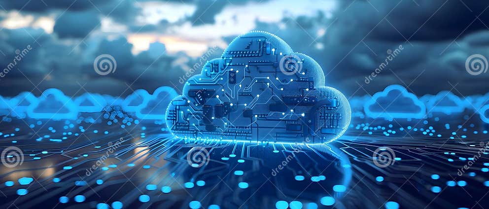 Digital Cloudscape: the Symphony of Data Storage. Concept Cloud Computing, Data Management ...