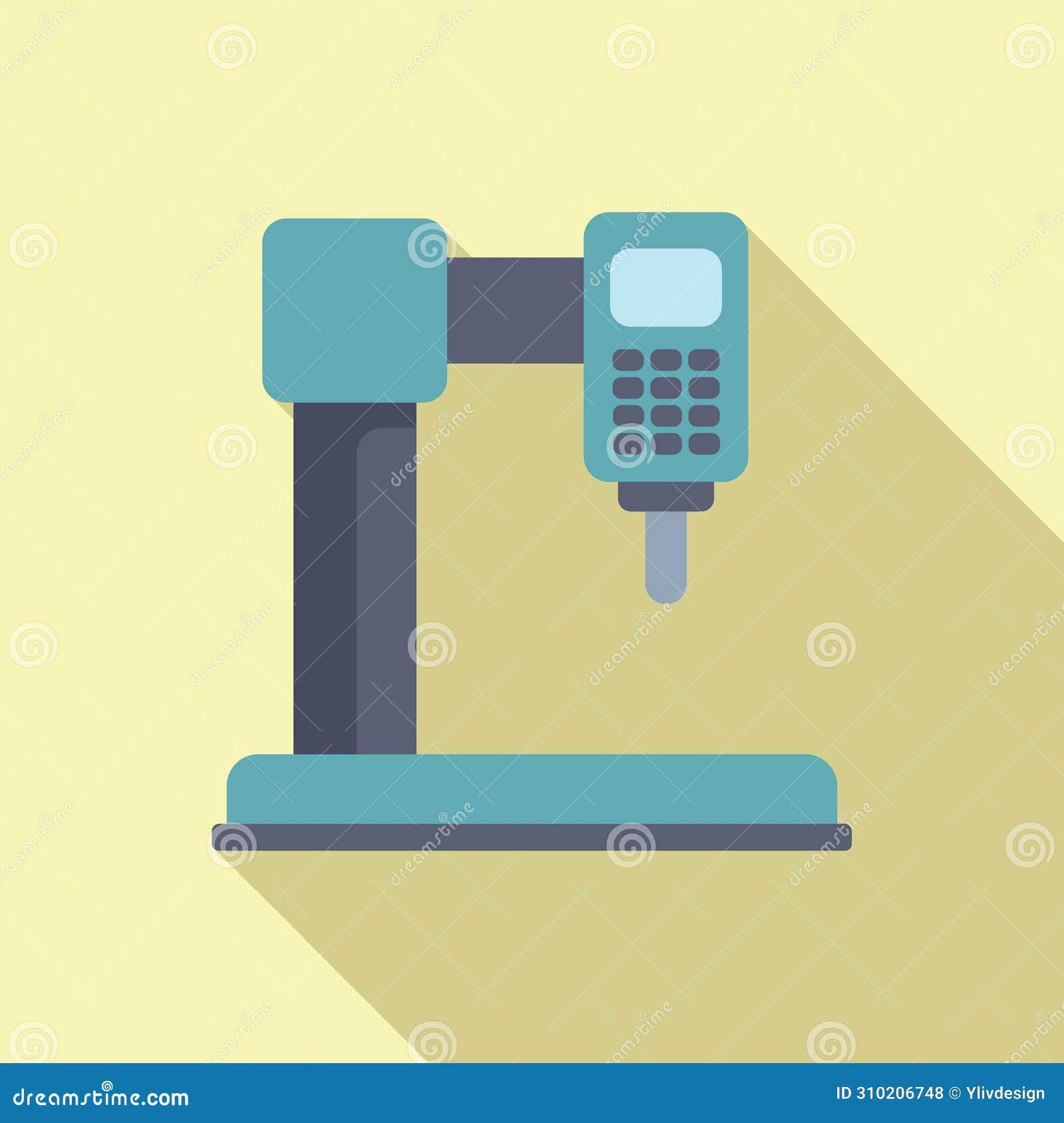 Digital Cnc Machinery Icon Flat Vector. Lathe Steel Stock Vector ...