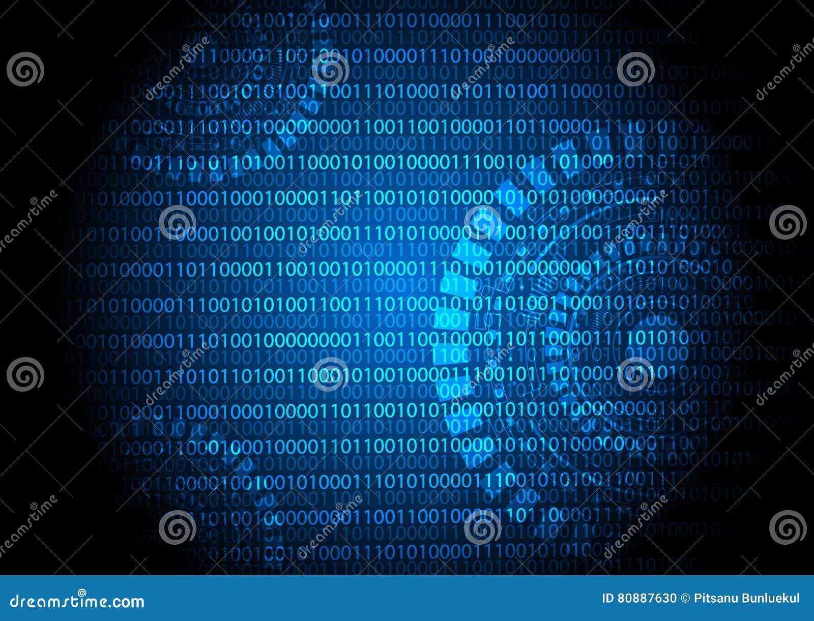 Digital Code and Abstract Circle Technology Background Stock Vector ...