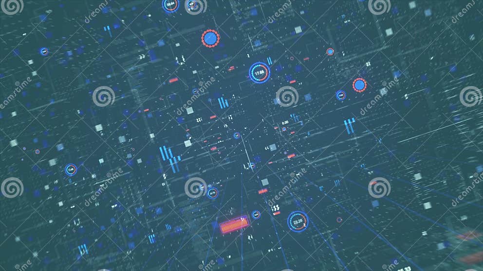 Digital Code Background Loop - Fly through Abstract 3D Rendering of a Scientific Technology Data ...