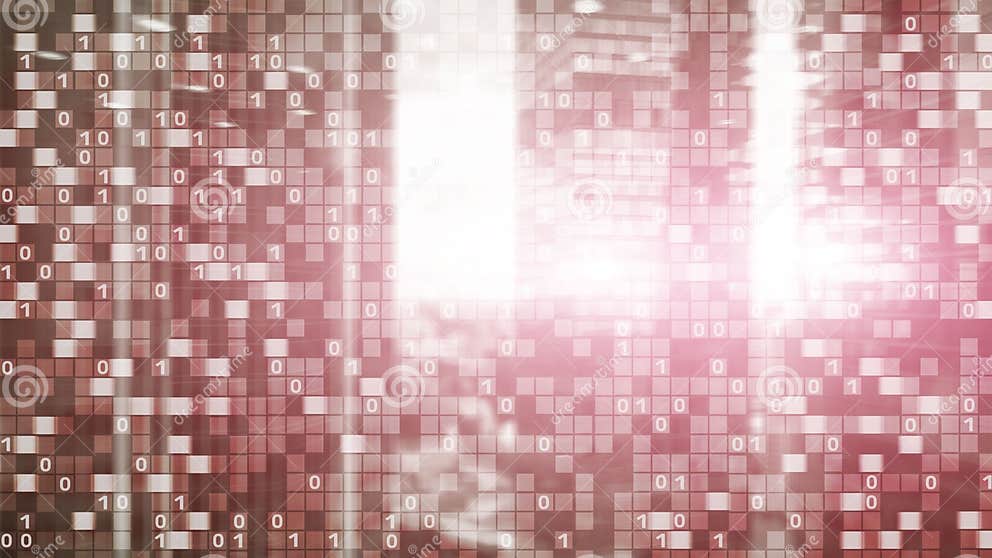 Digital Code on Blur City Background. Abstract Binary Code. Stock Photo ...