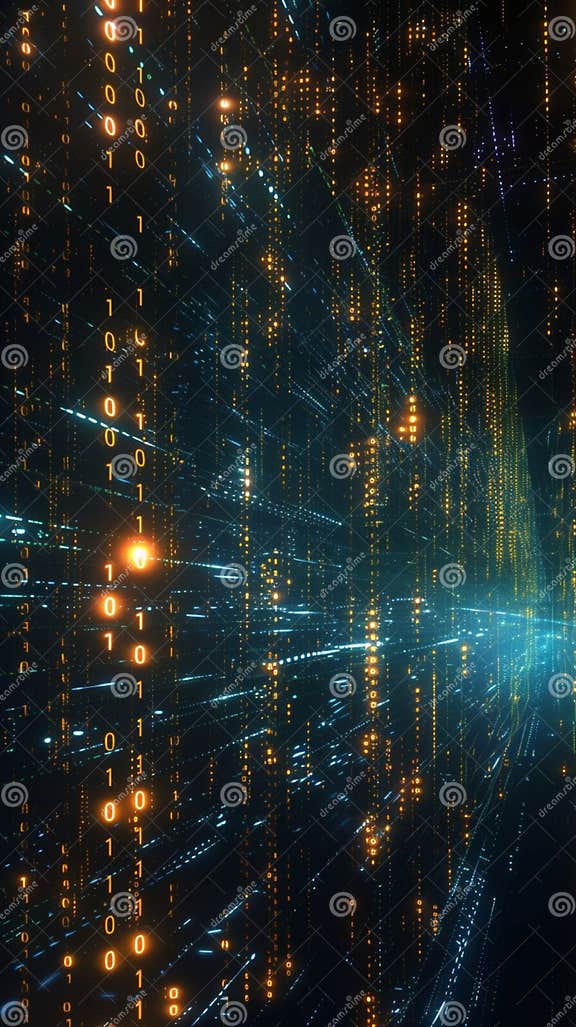Digital Code Cascade Binary Data Streams in Matrix Background Stock ...