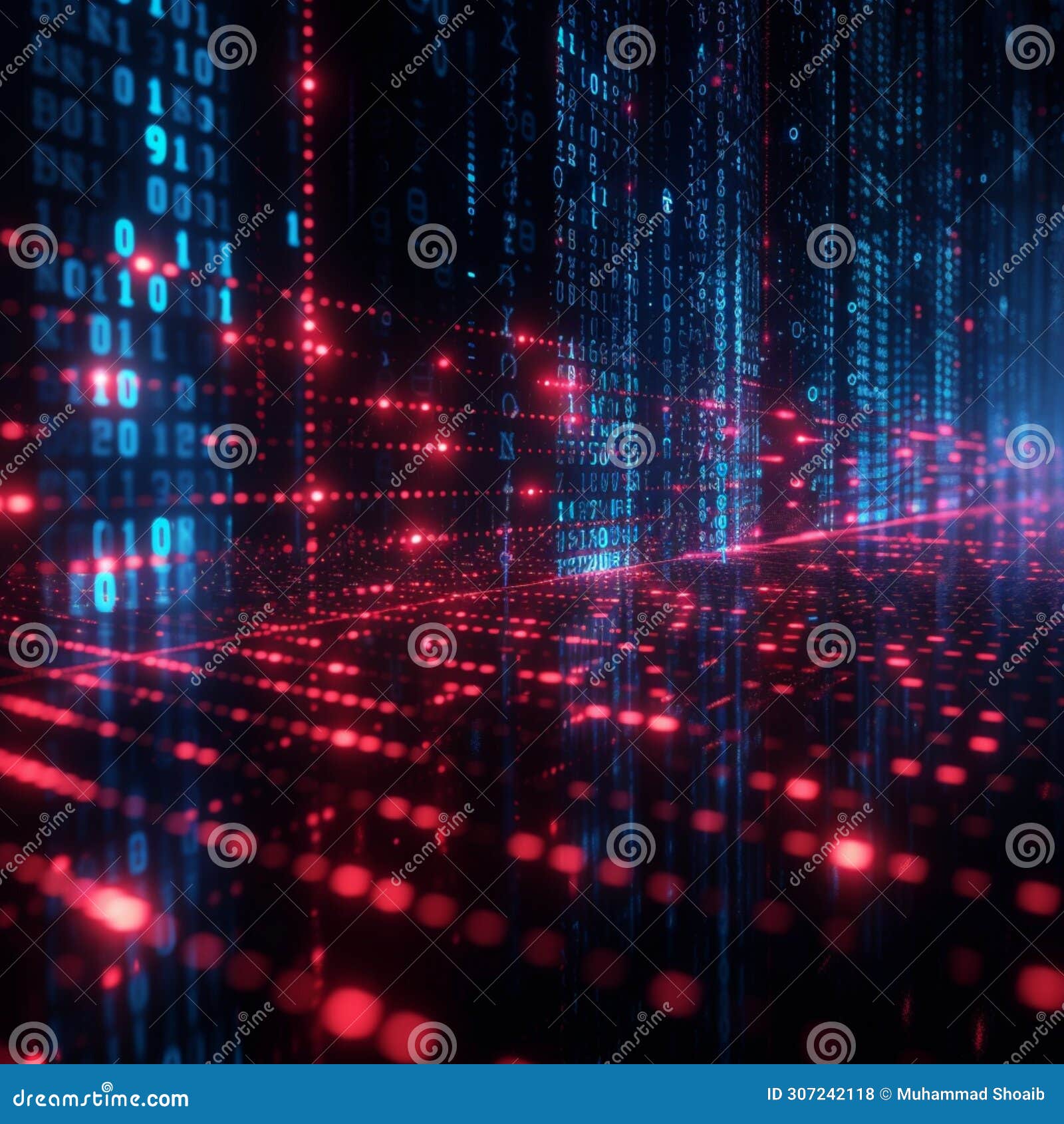 Digital Code Cascade Binary Data Streams In Matrix Background Stock