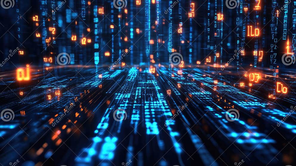 Digital Code Data, Circuit Board and Cybersecurity. Ai Cyberspace ...