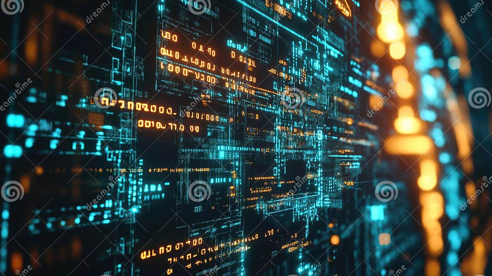 Digital Code Data, Circuit Board and Cybersecurity. Ai Cyberspace ...