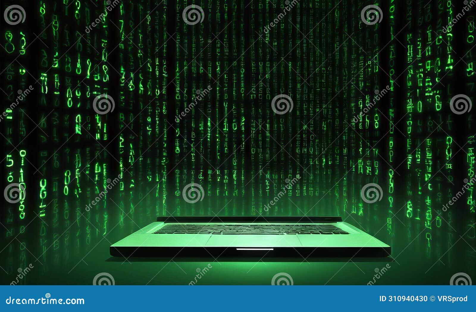 Digital Code Environment with Laptop Stock Photo - Image of network ...