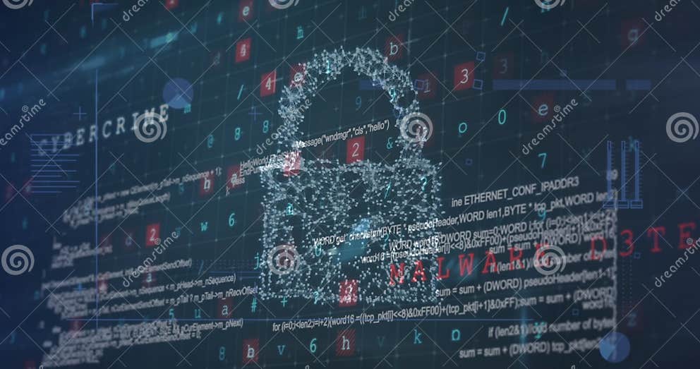 Digital Code and Graphics Representing Cybercrime and Malware Displayed ...